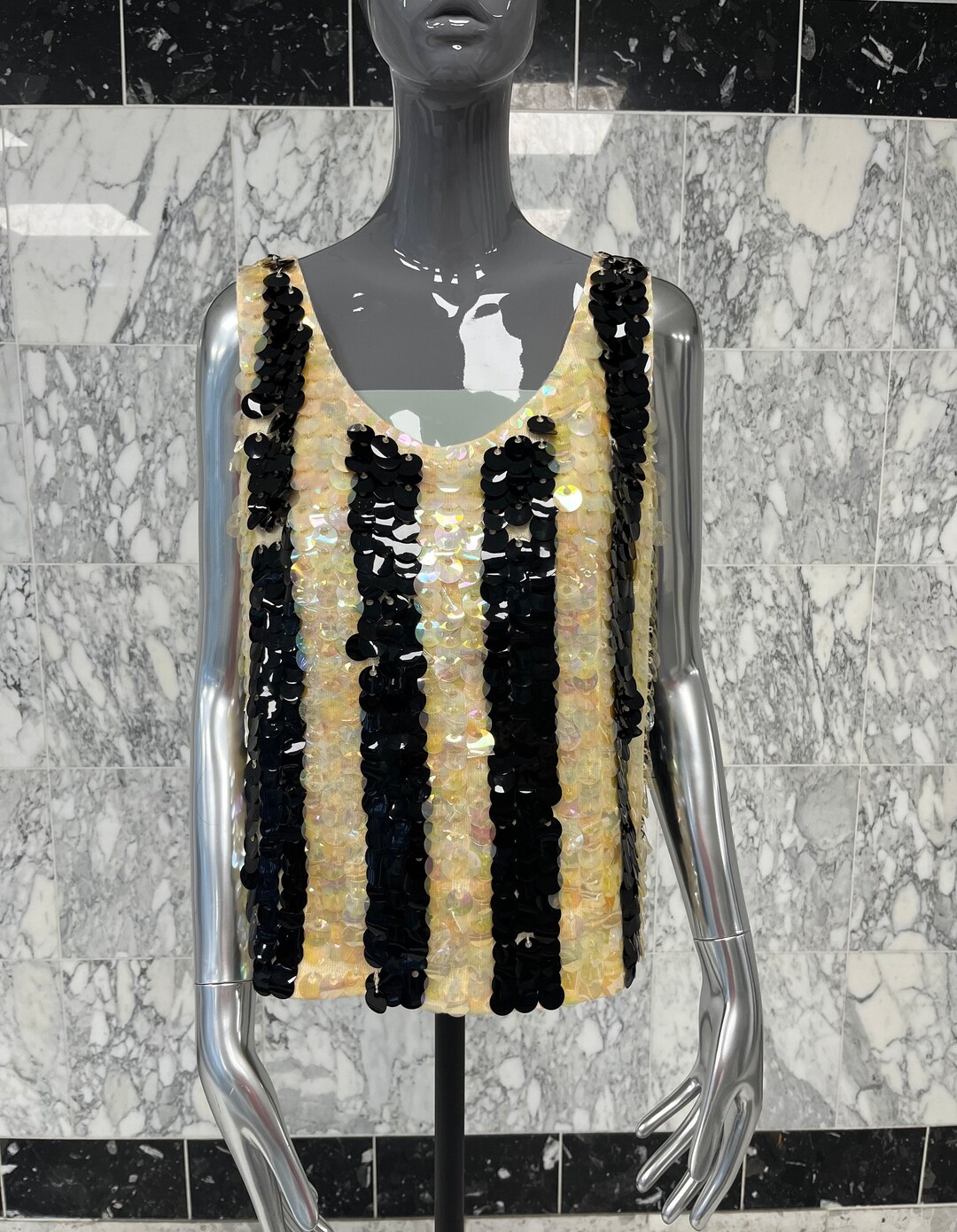 1960s Disc and Sequin Top, Sleeveless Top, Mod Top, Eveningwear - Etsy