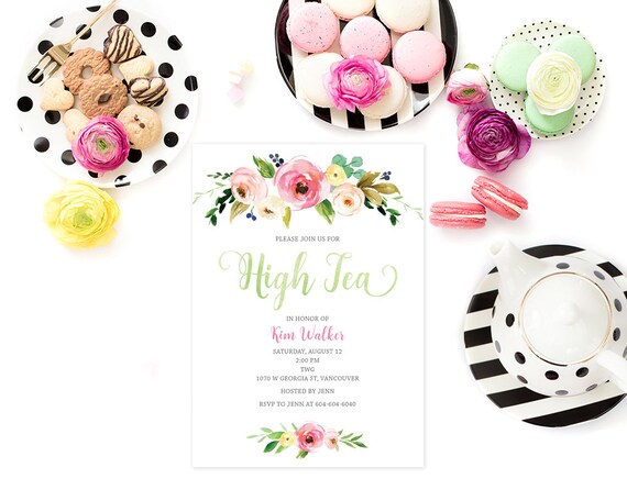 High Tea Invitation Floral High Tea Invitation Bridal High | Etsy