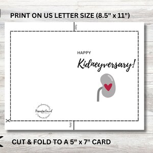Kidneyversary Greeting Card – Transplant Anniversary Gift (digital ...