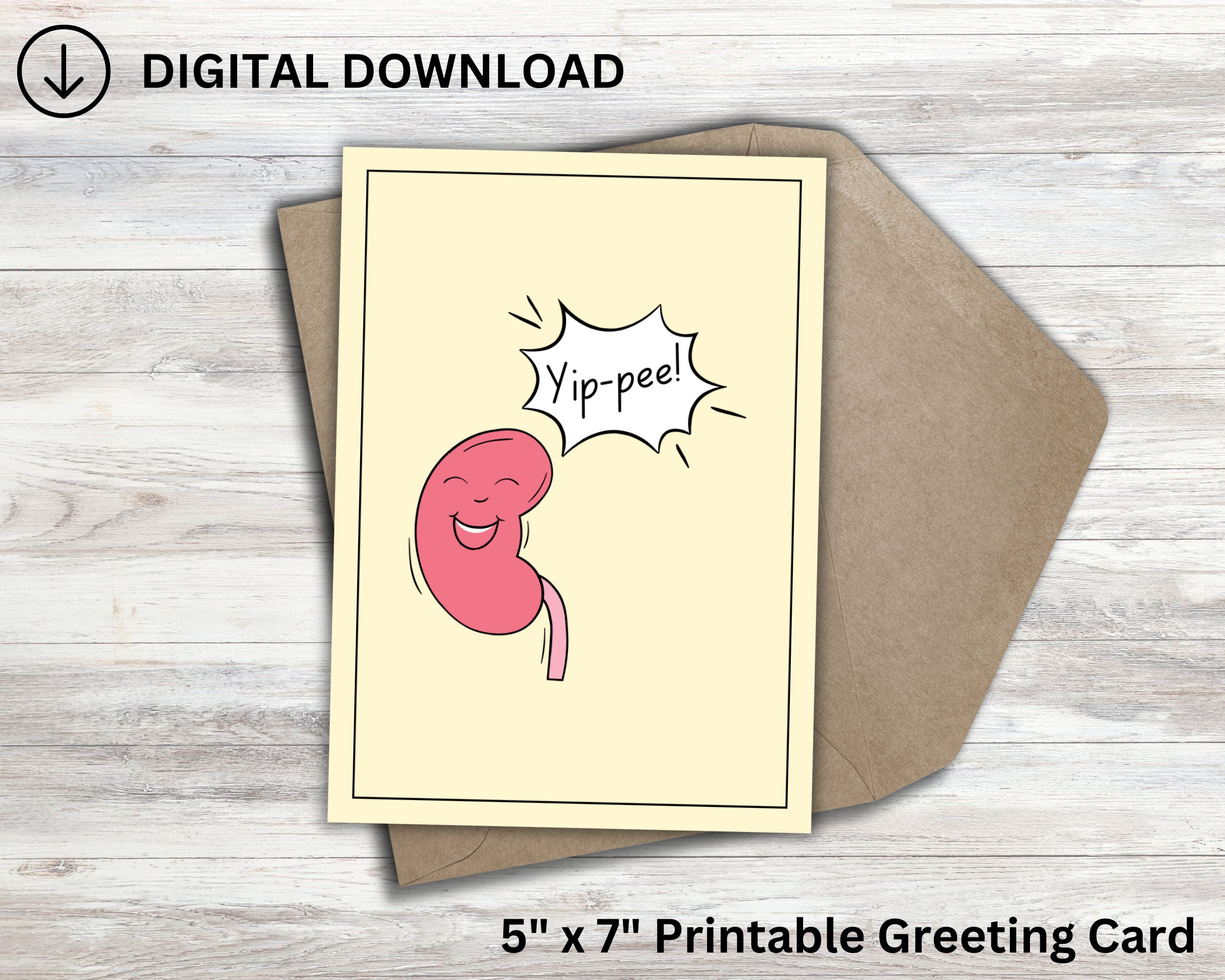 Yip-pee Kidney Printable Card | Kidney Card | Kidney Anniversary Card ...