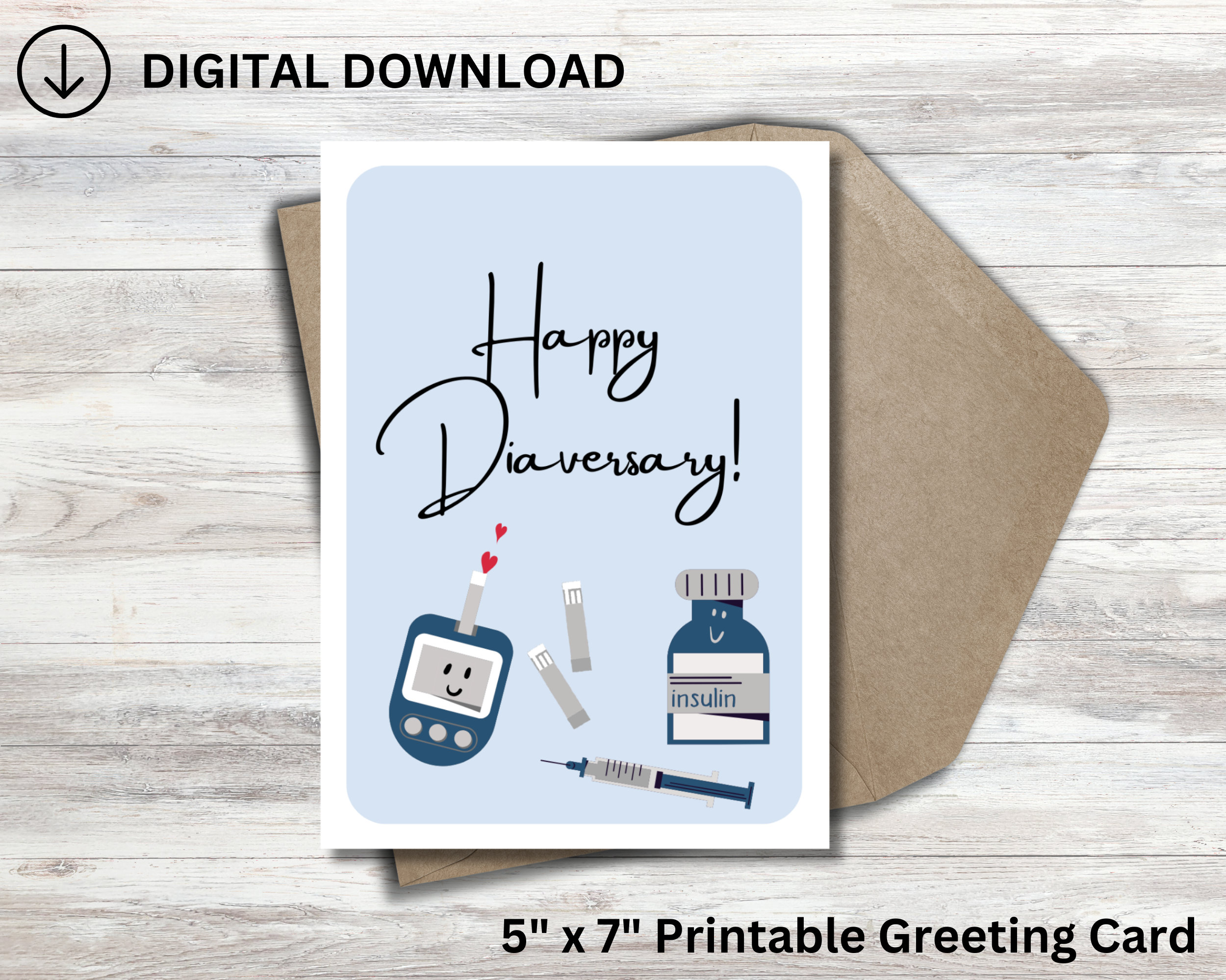 Happy Diaversary Card: Type 1 Diabetes Anniversary (PDF, PNG, JPG) - Etsy