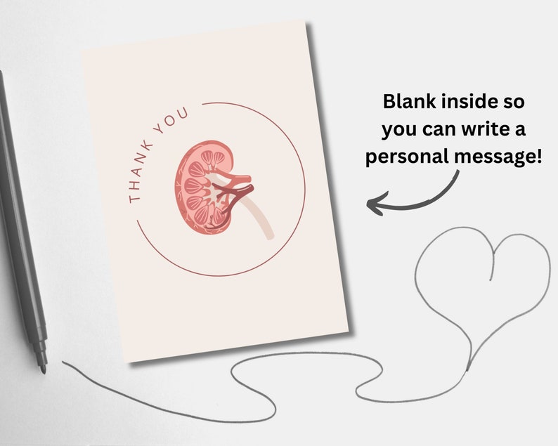 Printable Kidney Thank You Card - Kidney Donor Card - Kidney Donation ...