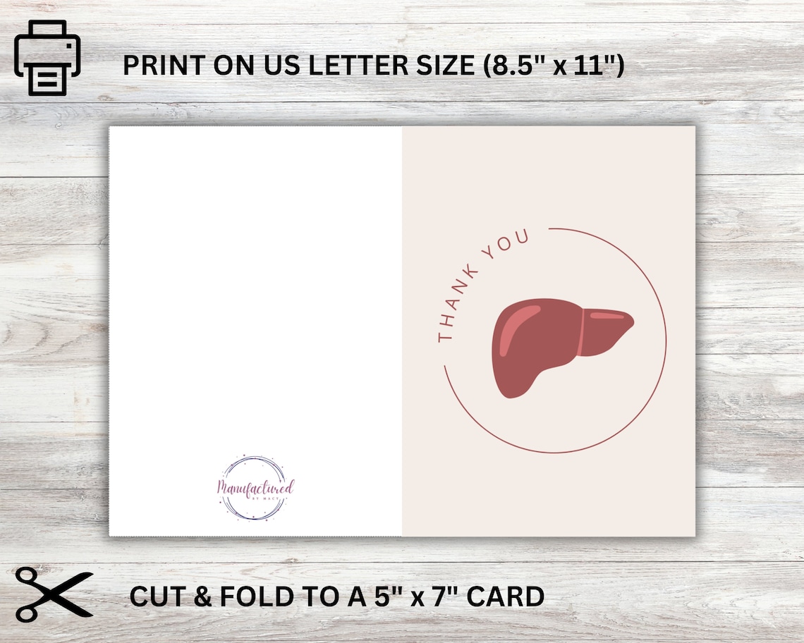Printable Liver Thank You Card | Liver Donor Card | Liver Donation ...