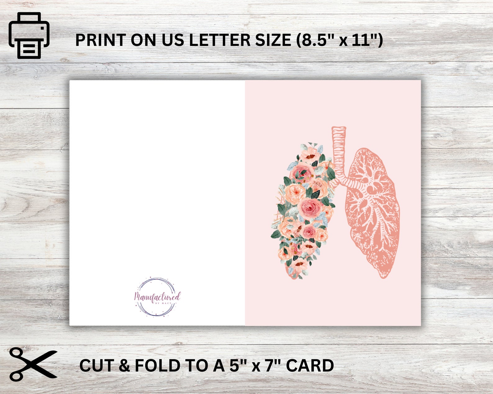 Floral Anatomical Lungs Printable Card | Pulmonary Card | Lungs Card ...