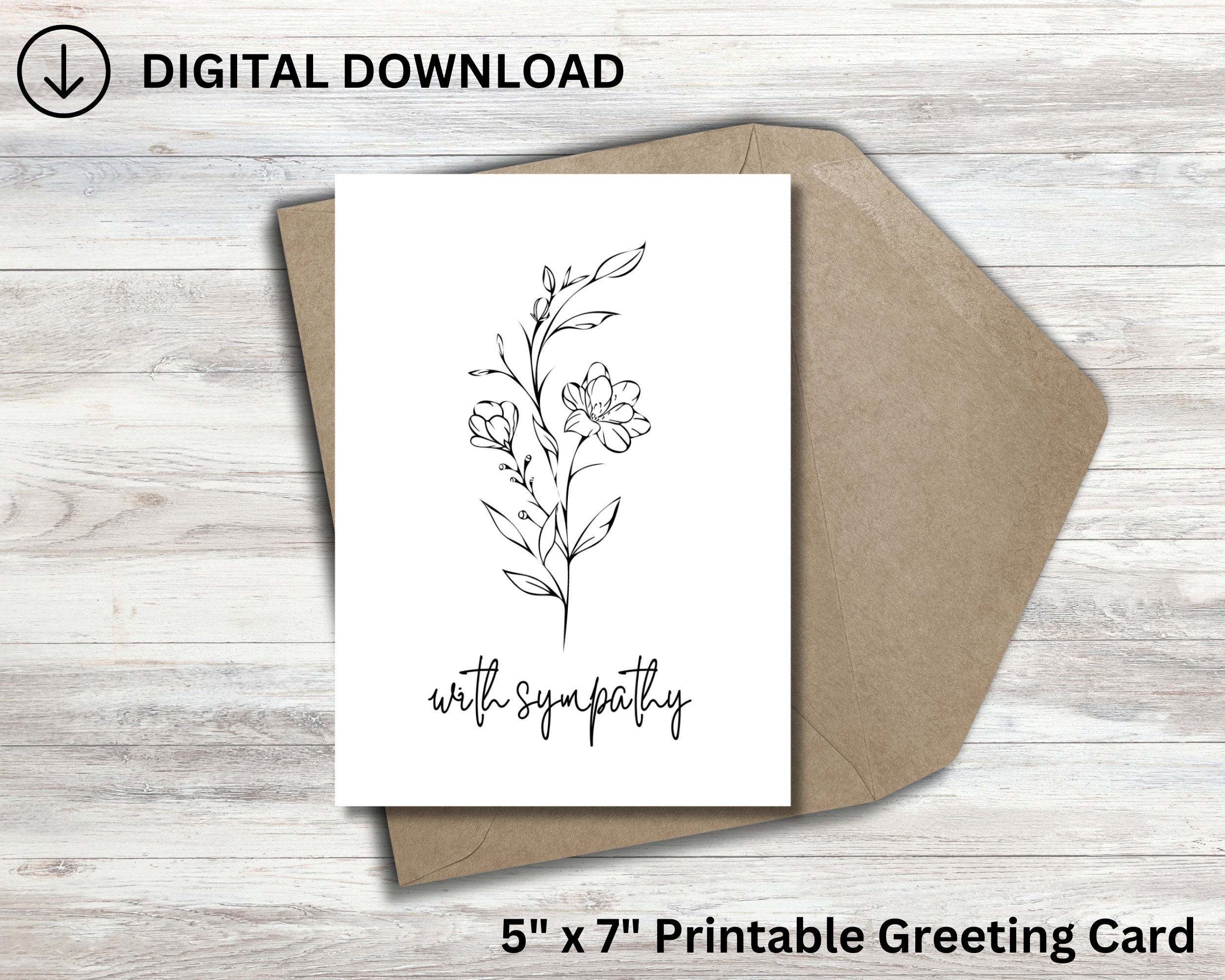 With Sympathy Card Printable Sympathy Card Simple Sympathy Card ...
