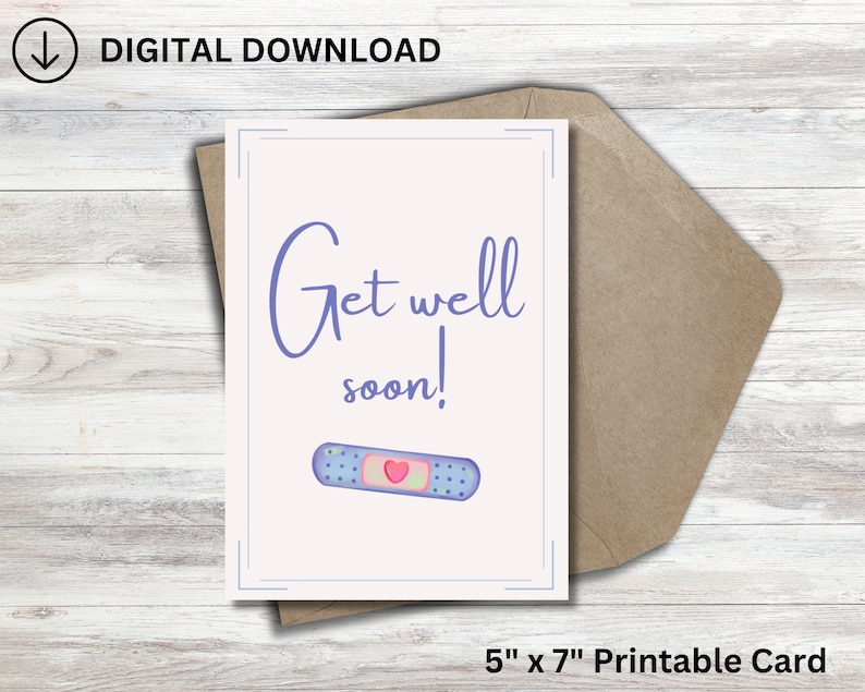 Printable Get Well Soon Card Printable Get Well Card Illness Card ...