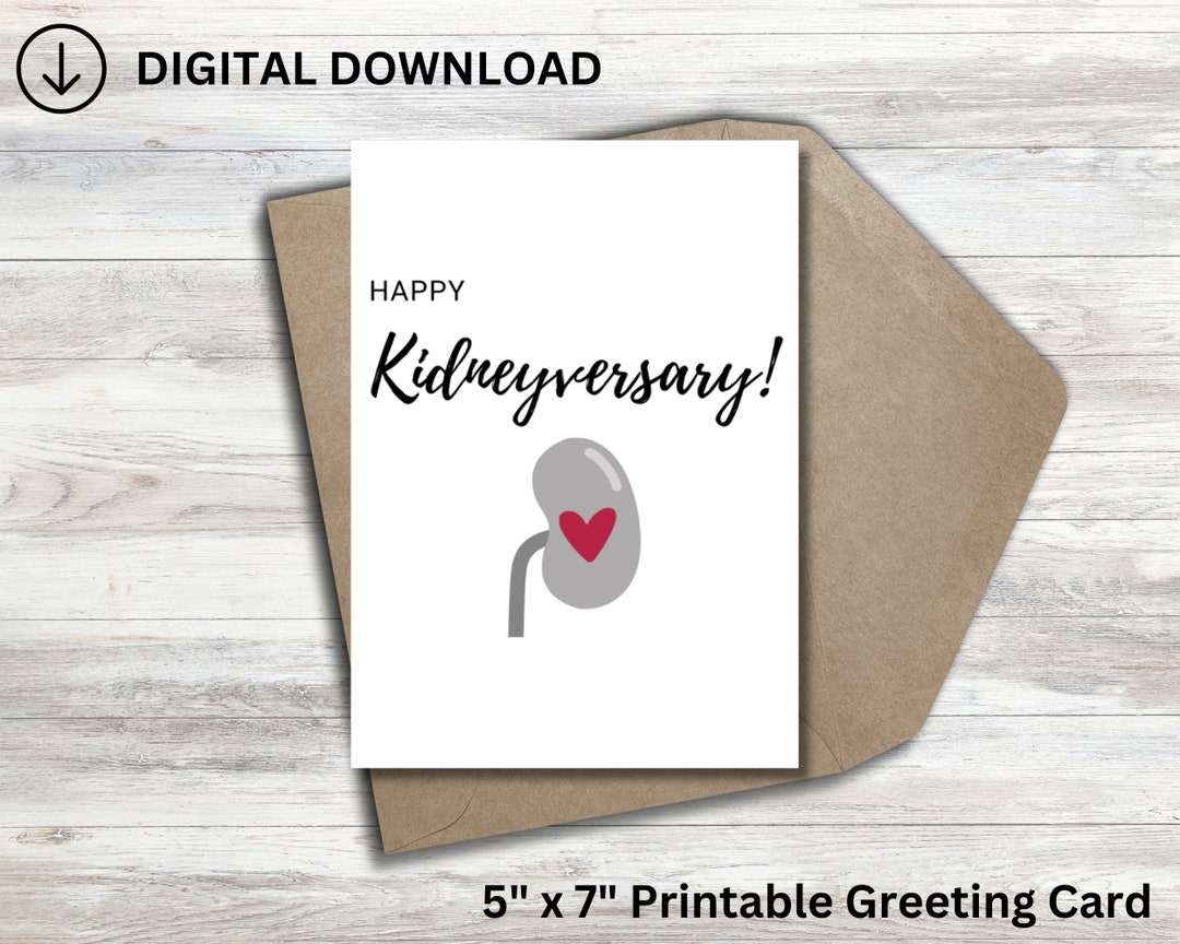 Kidneyversary Greeting Card – Transplant Anniversary Gift (digital ...
