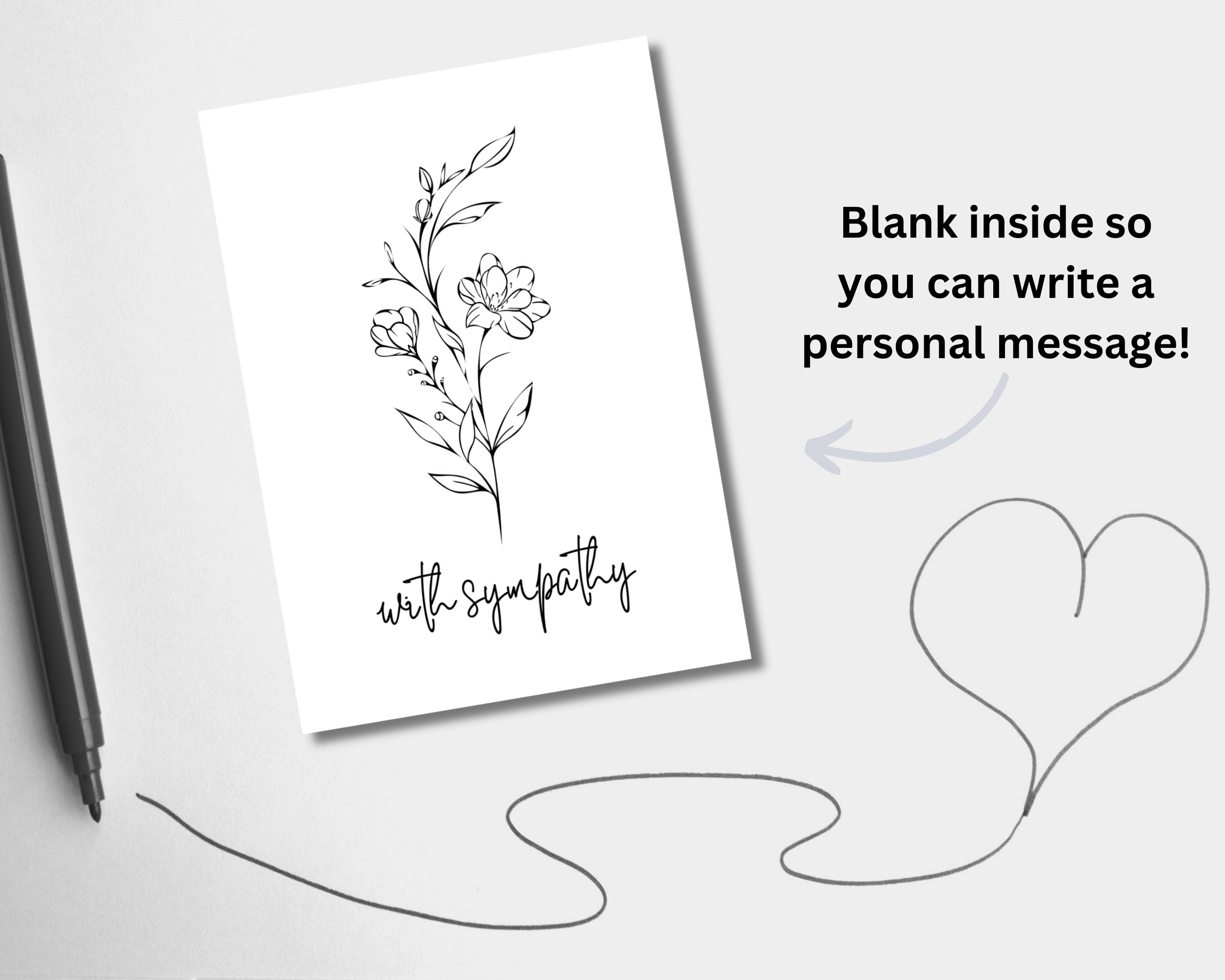 With Sympathy Card Printable Sympathy Card Simple Sympathy Card