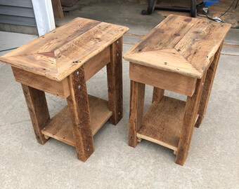 Reclaimed Wood End Table - Etsy