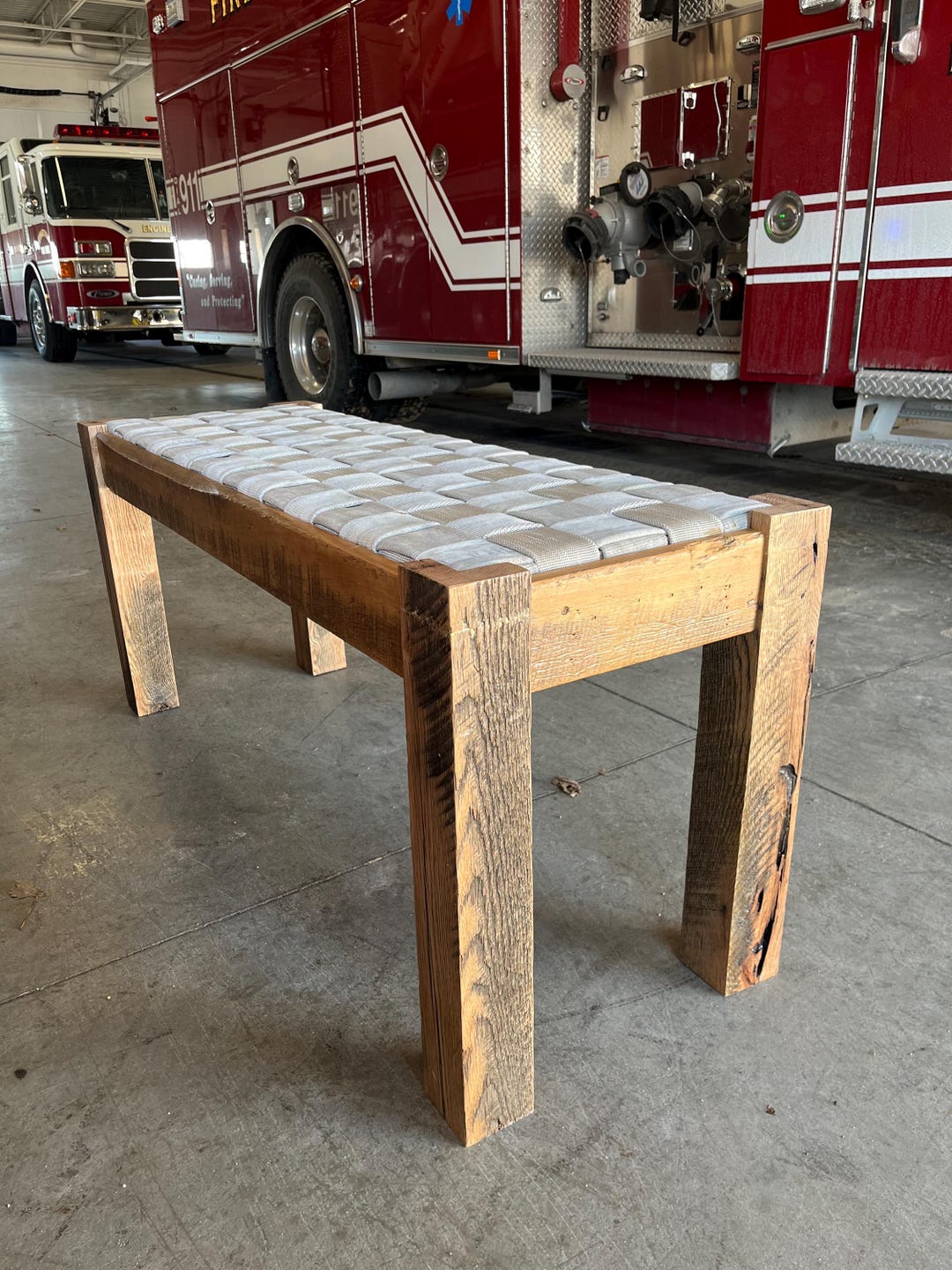 Reclaimed Fire Hose Bench. Custom Sizes and Finishes Available. - Etsy