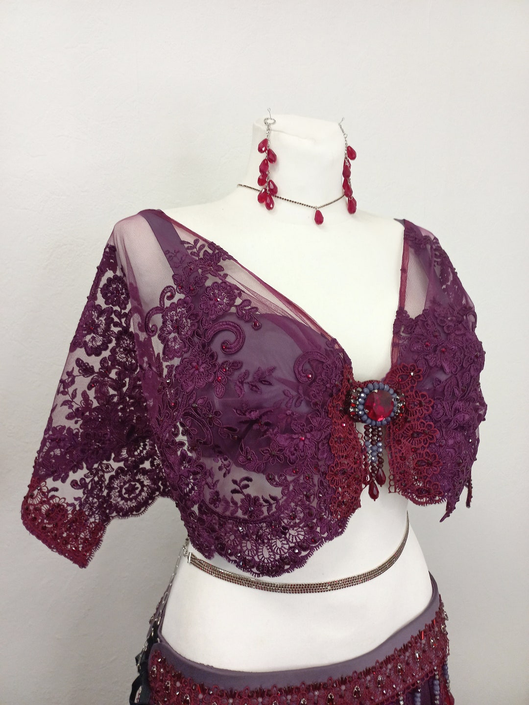 Red Gothic Belly Dance Costume, Goth Belly Dance Outfit - Etsy