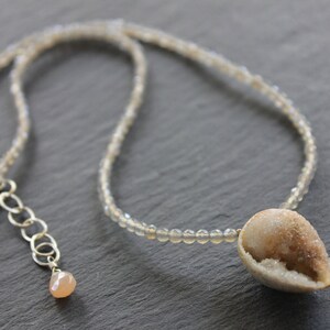 Crystallized Shell Pendant Necklace With Grey Onyx - Etsy