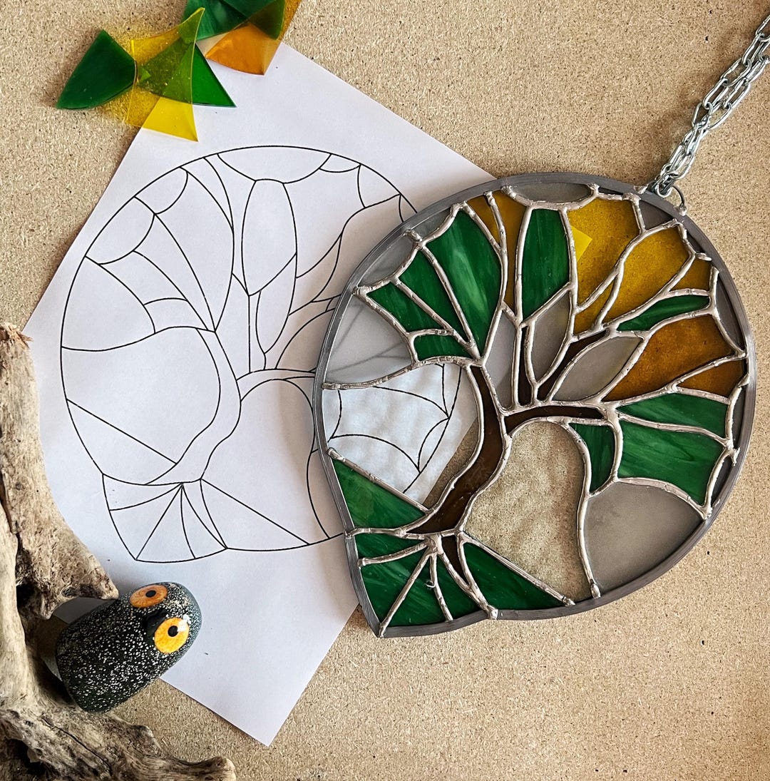 Stained Glass Pattern Tree of Life Suncatcher - Etsy