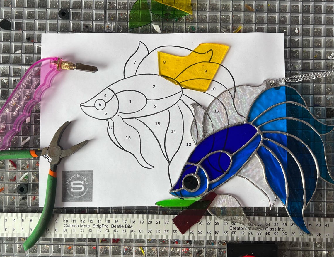 Stained Glass Pattern Battle Betta Fish Suncatcher - Etsy