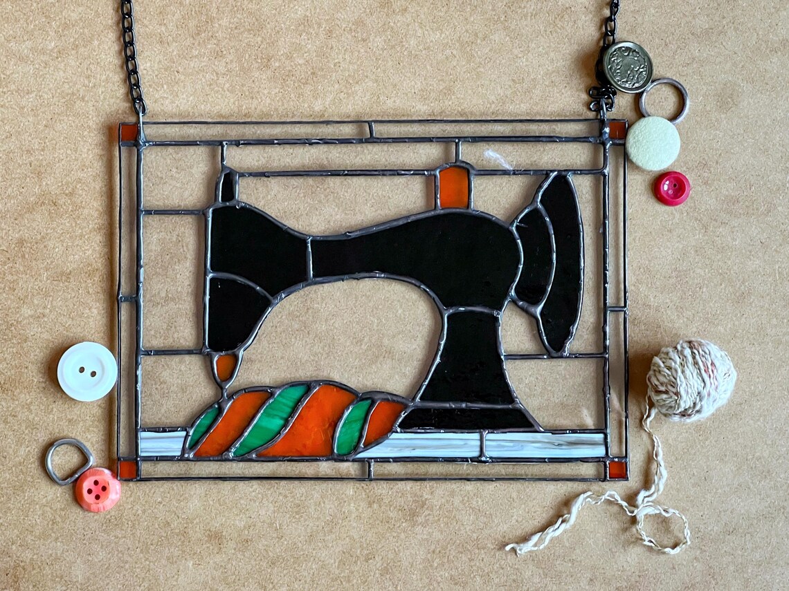 Stained Glass Pattern Sewing Machine Suncatcher - Etsy