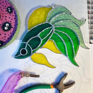 Stained Glass Pattern Battle Betta Fish Suncatcher - Etsy