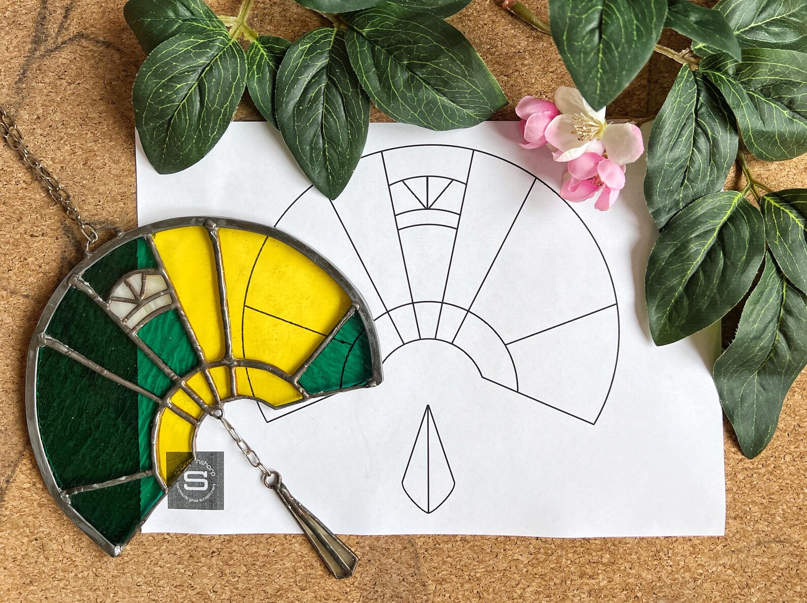Stained Glass Pattern Japanese Fan Uchiwa Suncatcher - Etsy