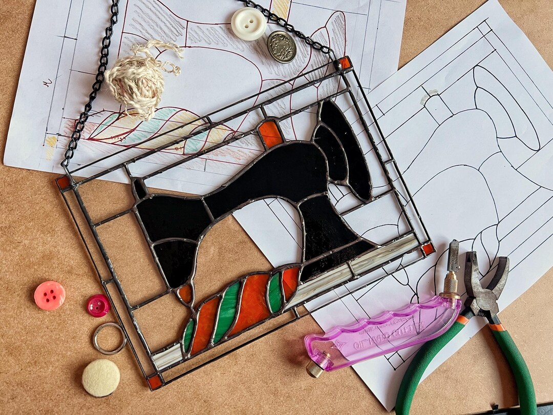 Stained Glass Pattern Sewing Machine Suncatcher - Etsy