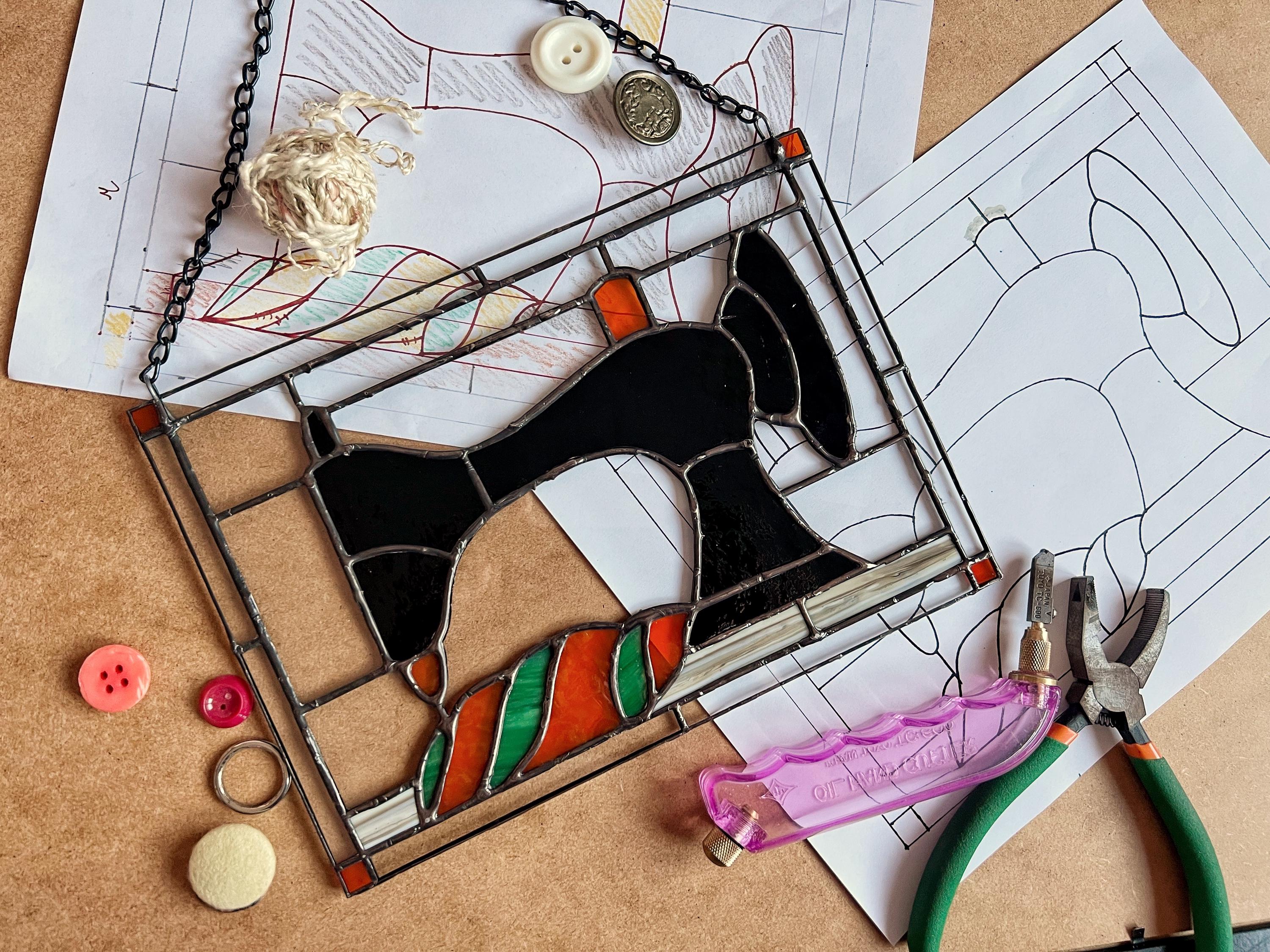 Stained Glass Pattern Sewing Machine Suncatcher - Etsy