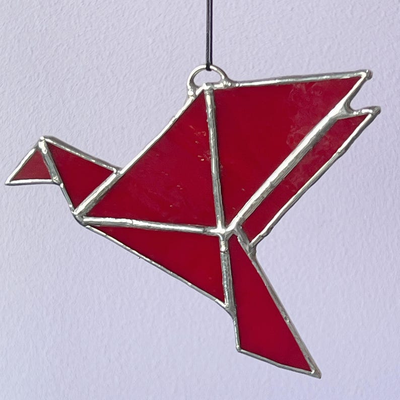 Origami Crane Stained Glass Suncatcher - Etsy