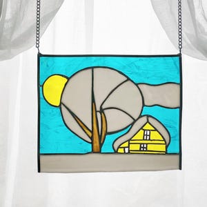 Stained Glass Pattern Winter House Suncatcher - Etsy