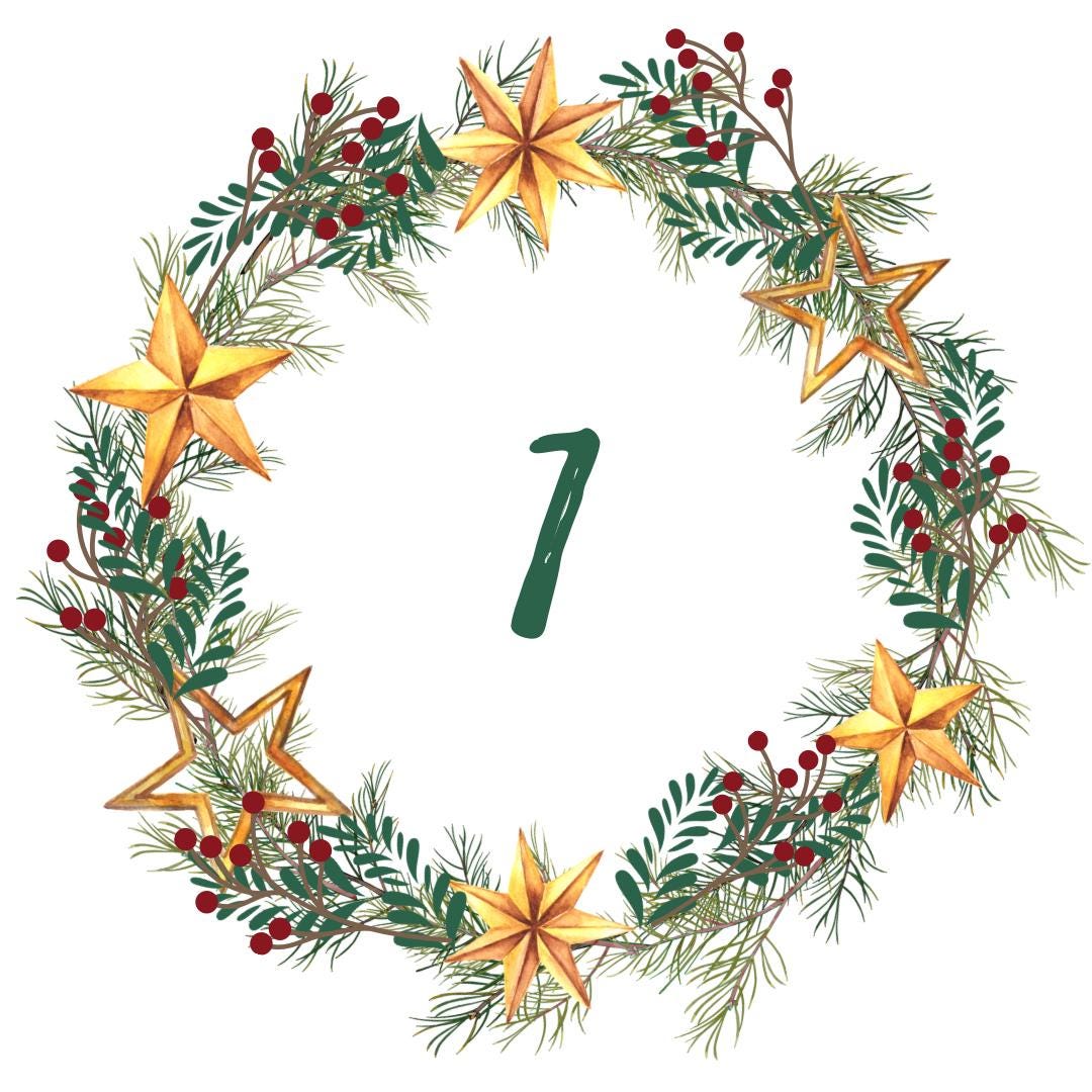 Christmas Advent Cards Printable (star Wreath) - Etsy