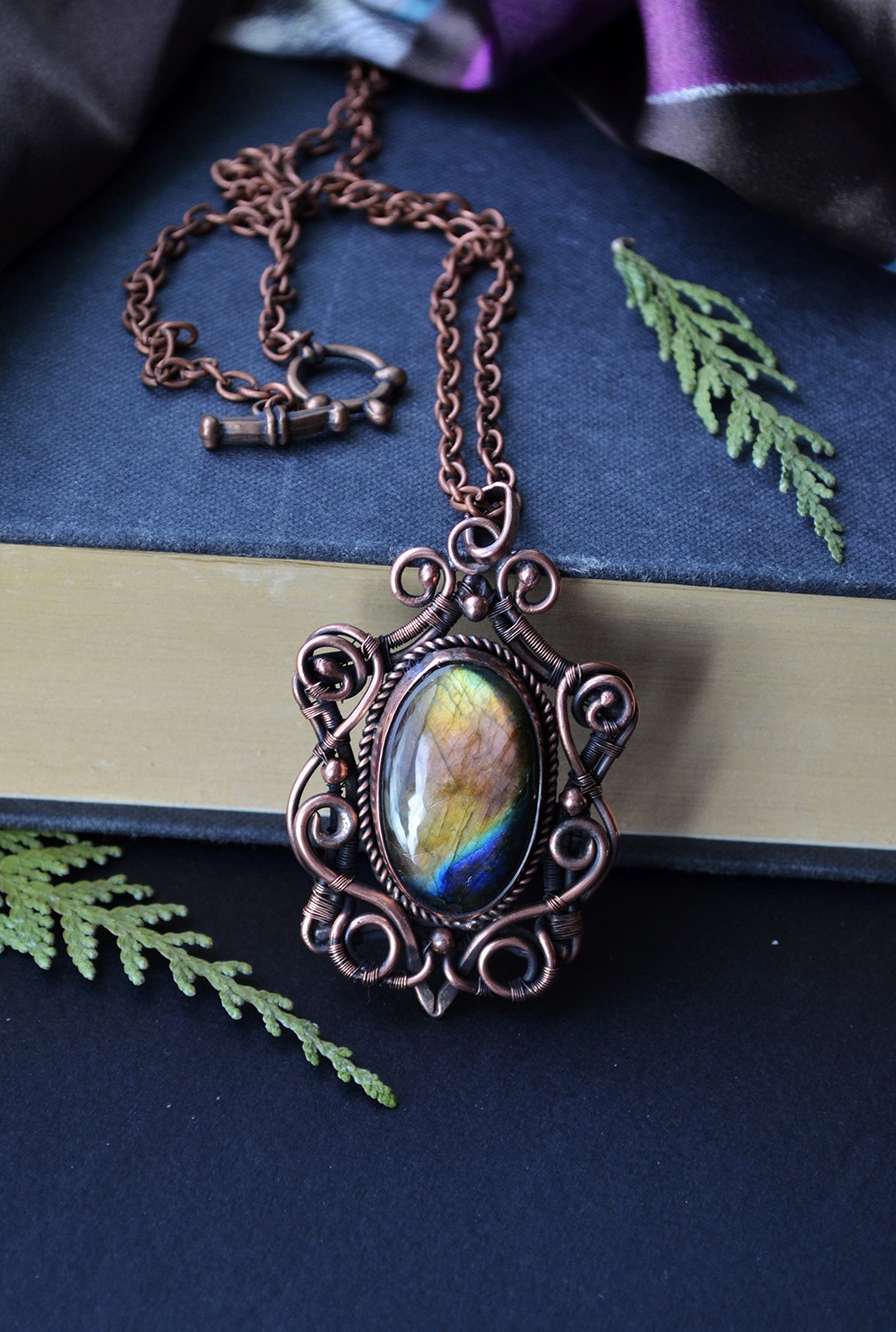 Labradorite Pendant Golden Labradorite Wire Wrapped Jewelry - Etsy