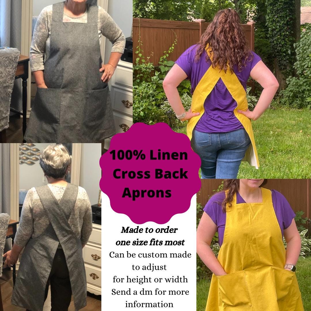 Eco-friendly Linen Apron With Cross-back Design - Etsy