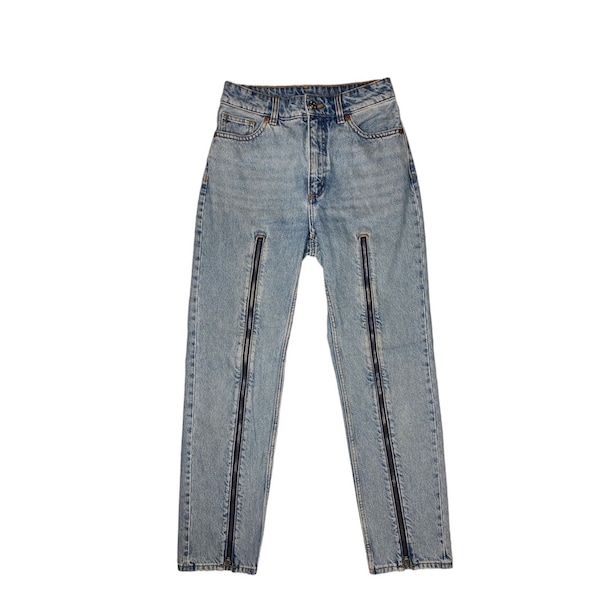 Zipper Front Jeans - Etsy
