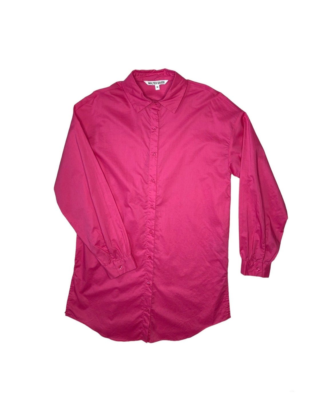 Walter Baker Hot Pink Button Down With Side Slits Medium 100% Cotton - Etsy