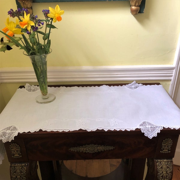 Linen Lace Runner - Etsy