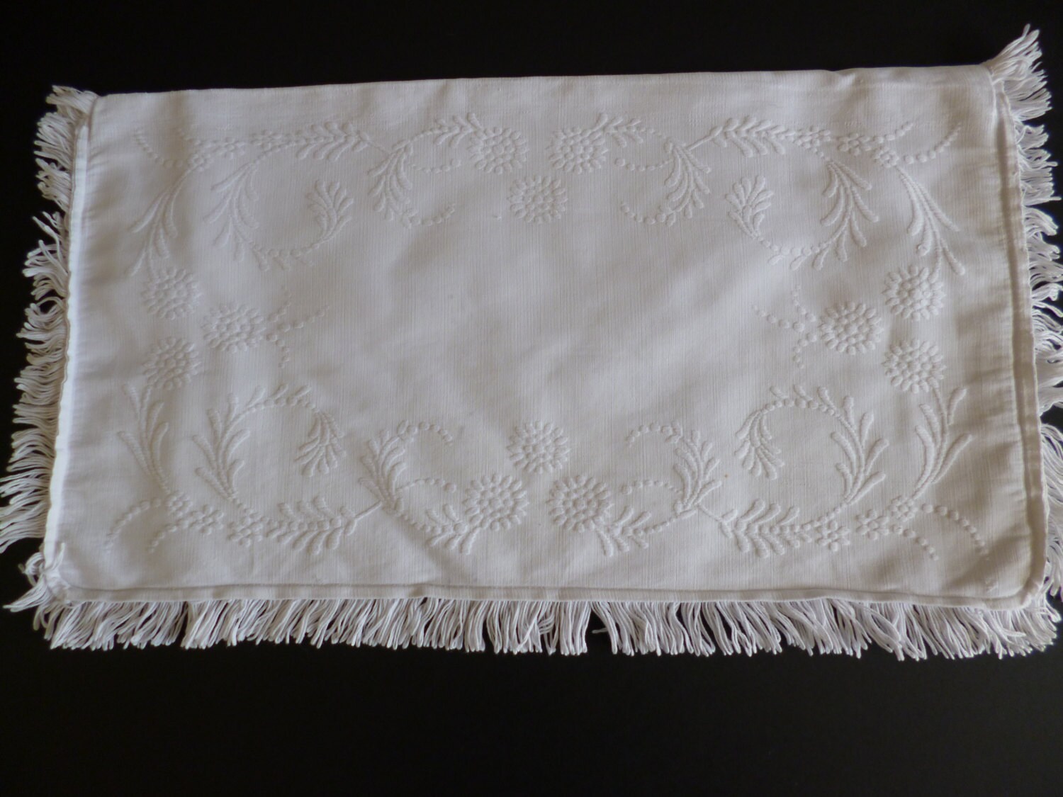 Nightdress Case / Pyjama Case White Cotton Envelope Style With Fringe ...