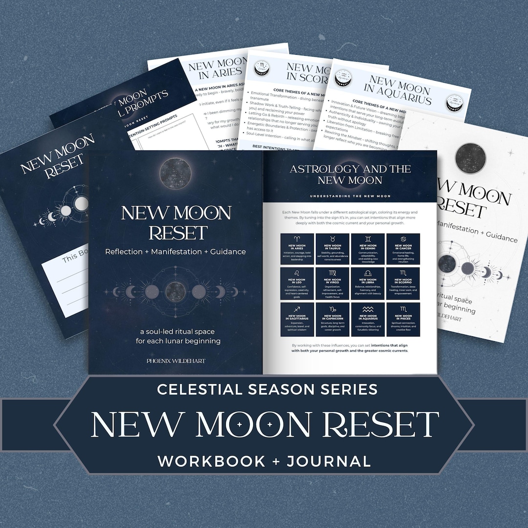 New Moon Ritual Journal Workbook, Astrology Lunar Intention, Spiritual ...