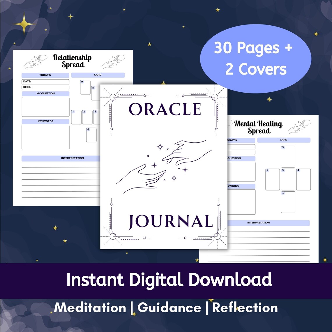 Digital Oracle Journal, Printable Oracle Pages, Daily Card Reading ...