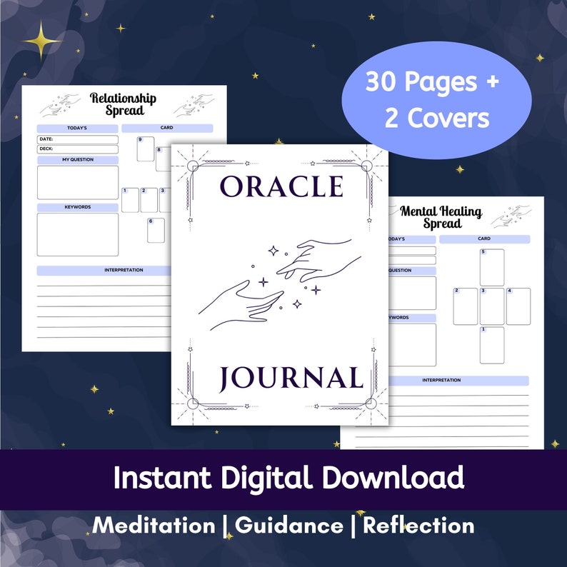 Digital Oracle Journal, Printable Oracle Pages, Daily Card Reading ...