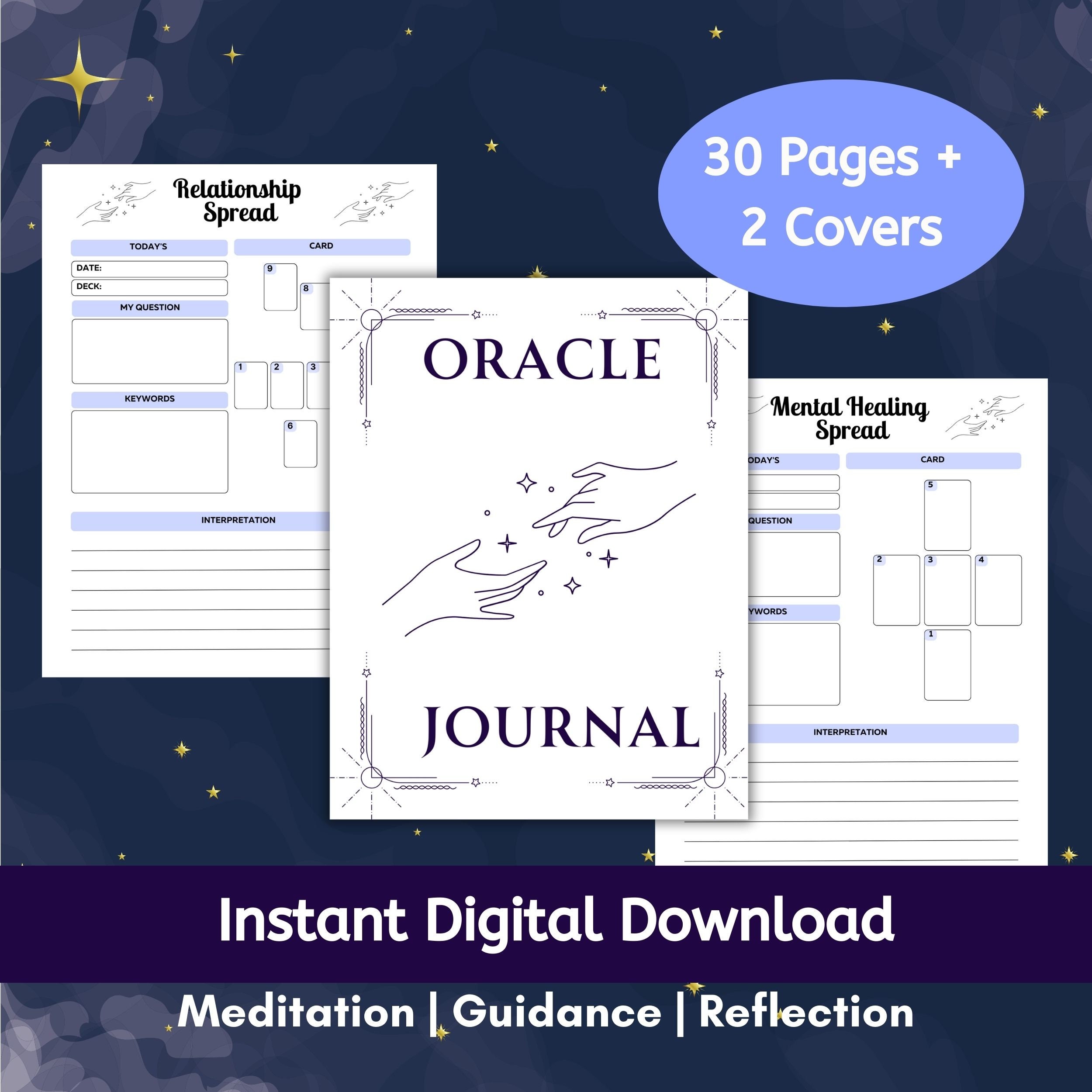 Digital Oracle Journal, Printable Oracle Pages, Daily Card Reading ...