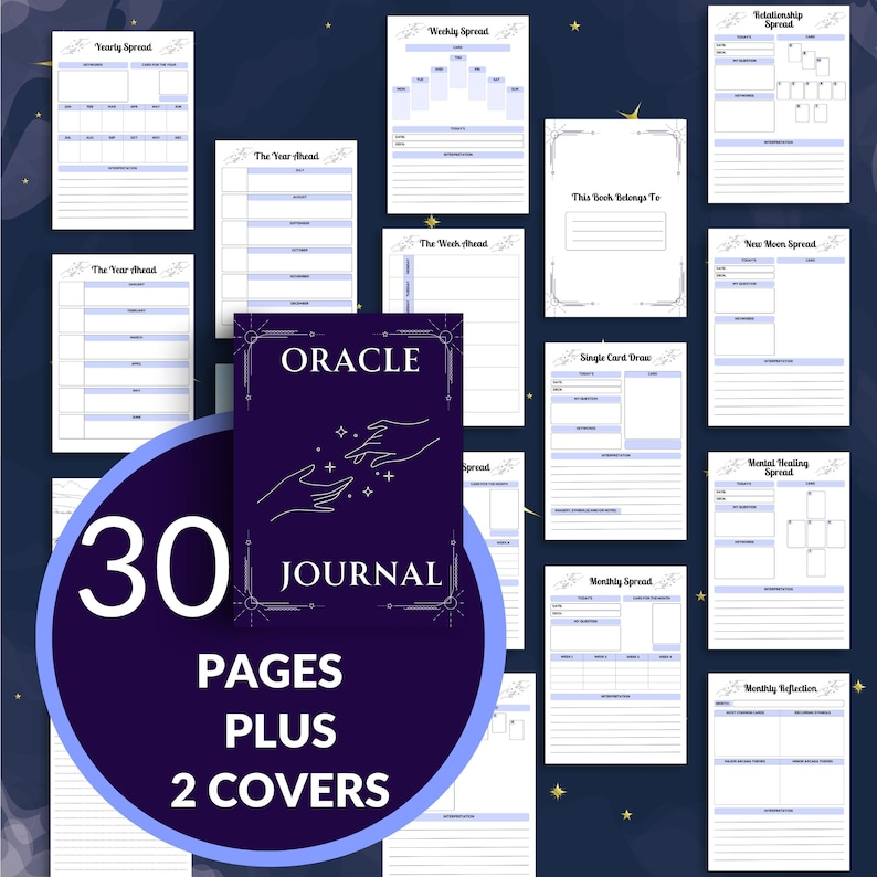 Digital Oracle Journal, Printable Oracle Pages, Daily Card Reading ...