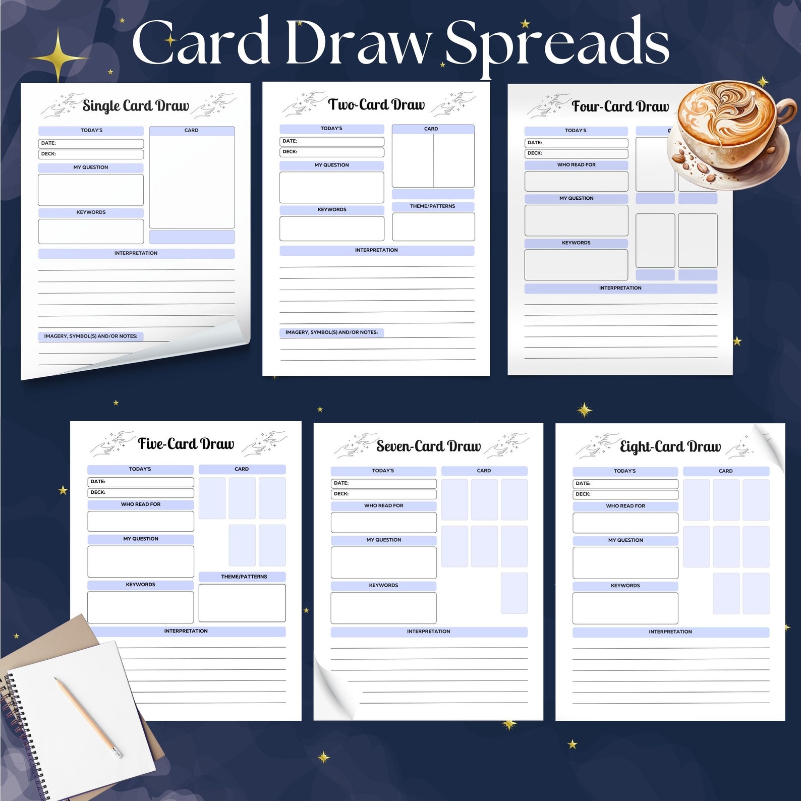 Digital Oracle Journal, Printable Oracle Pages, Daily Card Reading ...