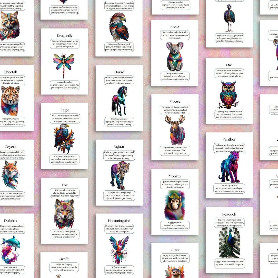 Animal Oracle Card Deck, Printable Oracle Cards, Mystical, Spiritual ...