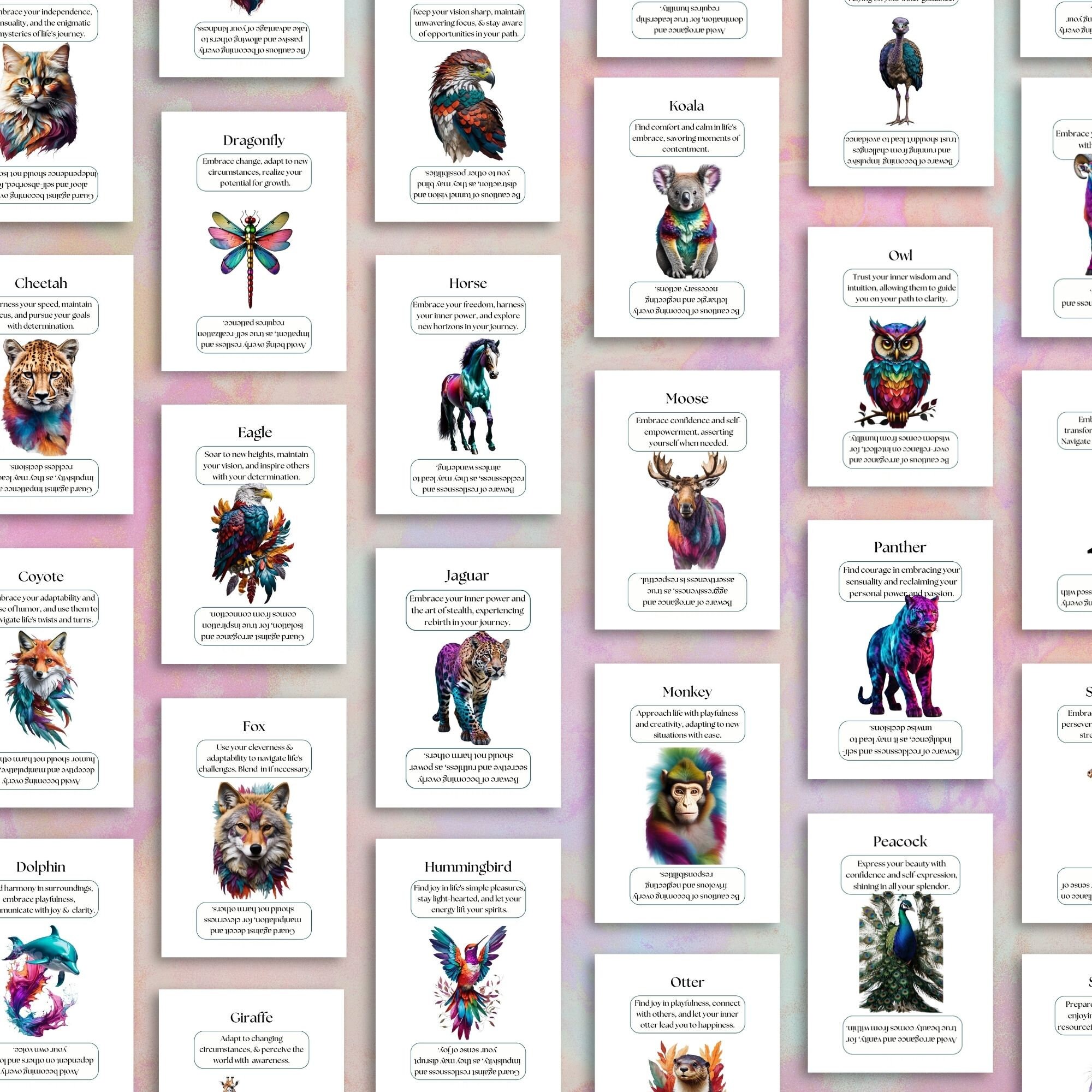 Animal Oracle Card Deck, Printable Oracle Cards, Mystical, Spiritual, Animal Totem, Digital ...
