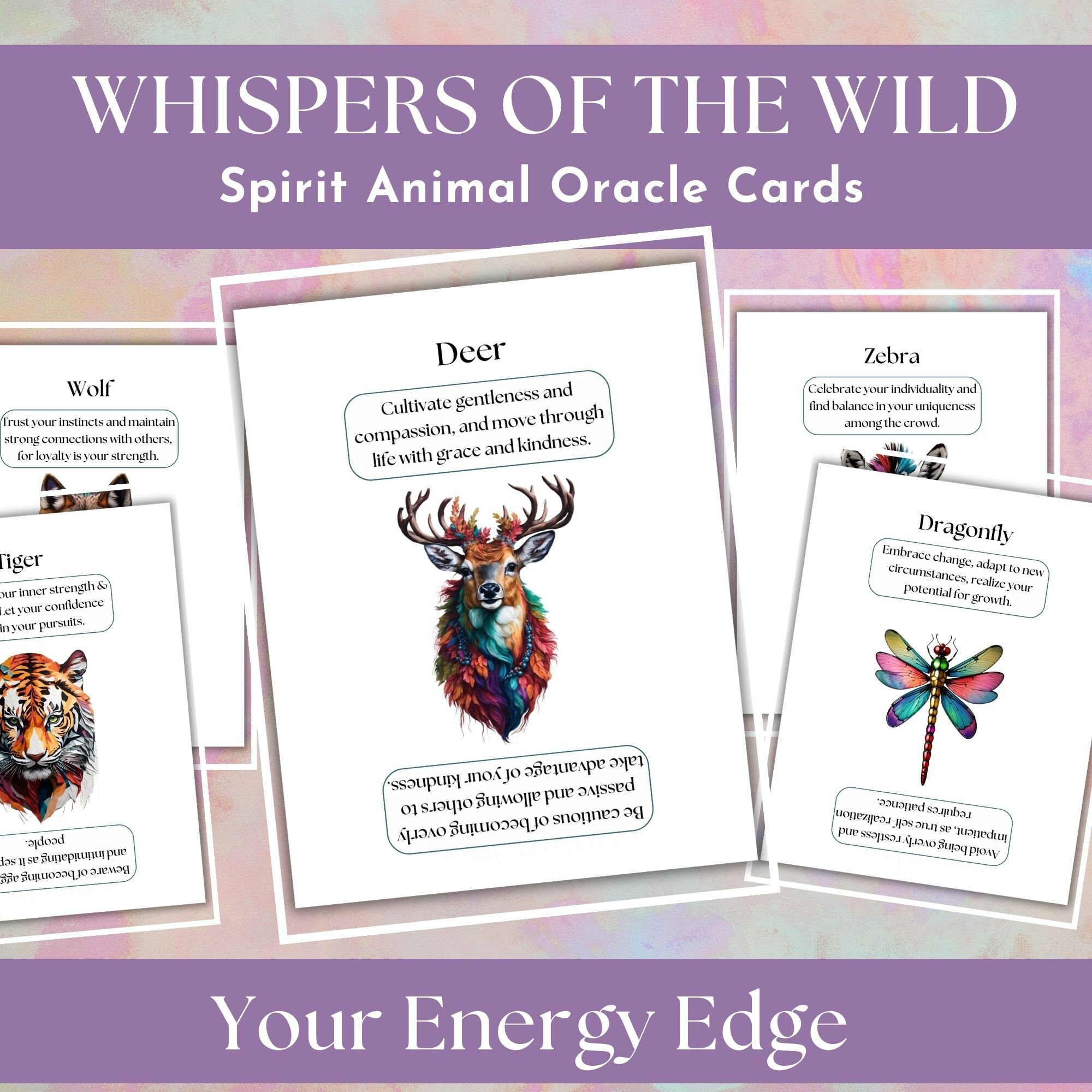 Animal Oracle Card Deck, Printable Oracle Cards, Mystical, Spiritual, Animal Totem, Digital ...
