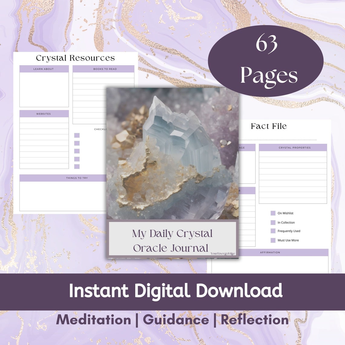 Crystal Worksheet, Crystal Printable, Healing Worksheets, Crystal Guide ...