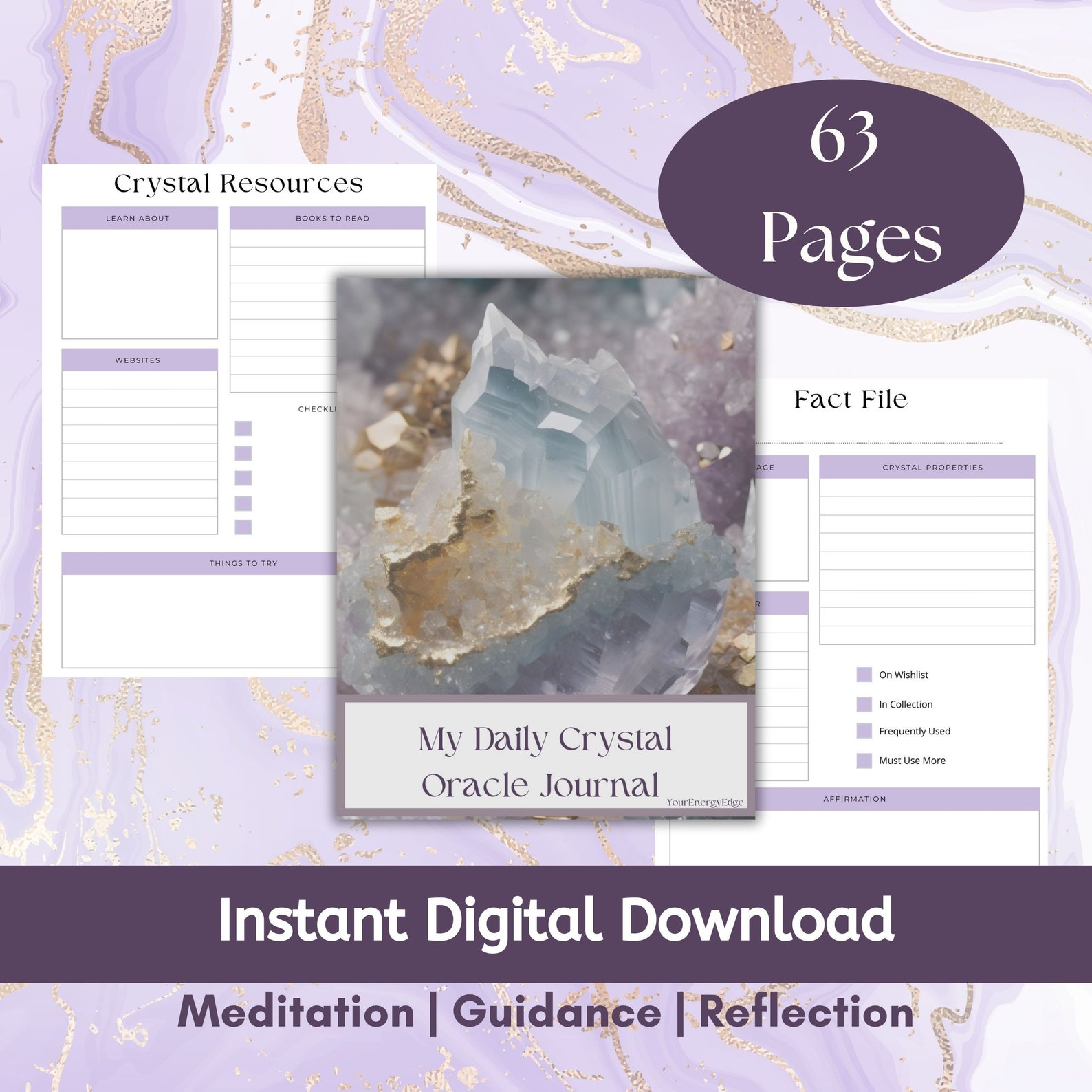 Crystal Worksheet, Crystal Printable, Healing Worksheets, Crystal Guide ...