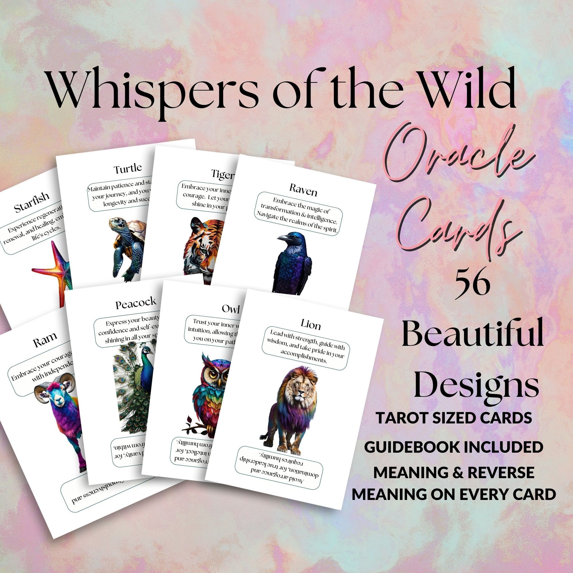 Animal Oracle Card Deck Printable Oracle Cards Mystical - Etsy