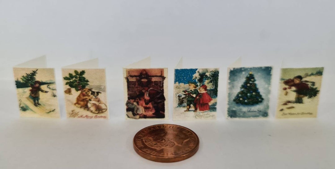 SET of 6 MINIATURE Christmas Cards With Text - 1:12th Scale - Etsy