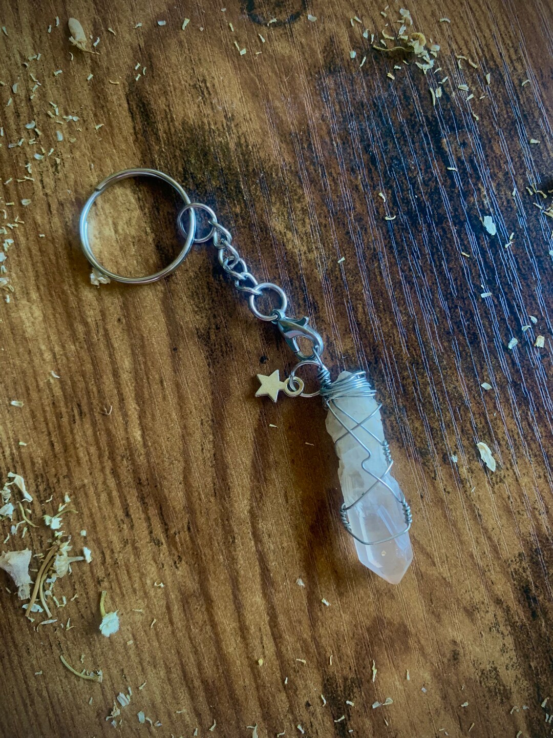 Clear Quartz Keychain / Clear Quartz Crystal Keychain / Crystal ...