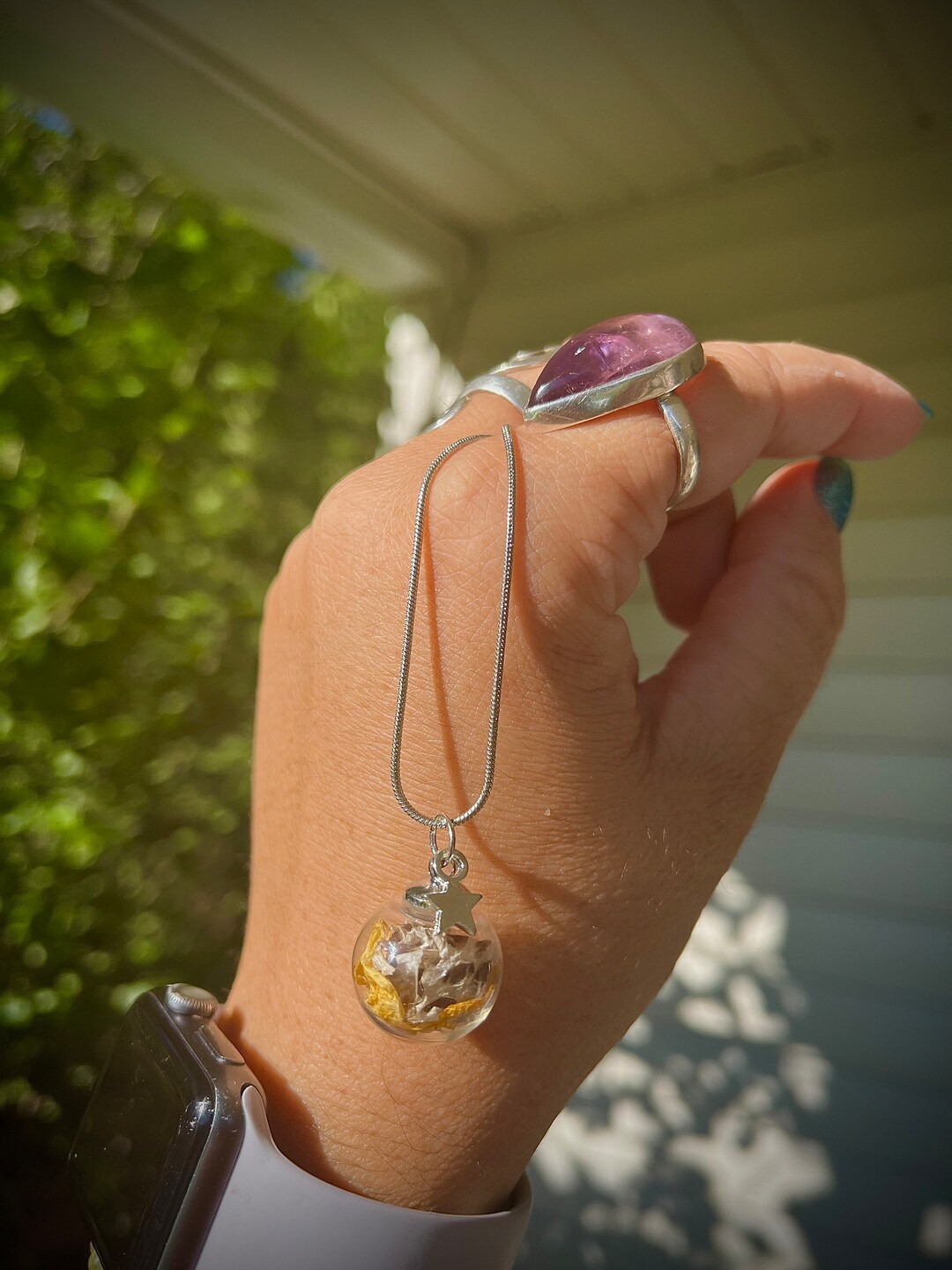 Snake Skin + Calendula Flower Protection Spell Necklace / Spell Jar ...