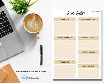 Smart Goal Worksheet, Onenote and Goodnotes Digital Planner_black and ...