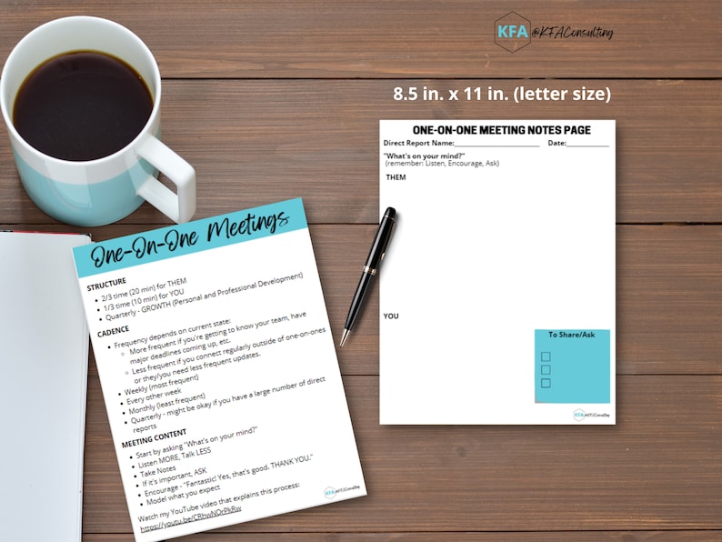 One-on-one Supervisor Meeting Notes Template, Editable in Canva, for ...