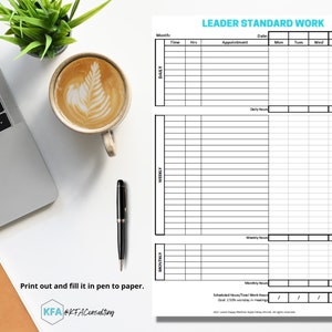 Leader Standard Work Template for Daily, Weekly, Monthly Meetings and ...